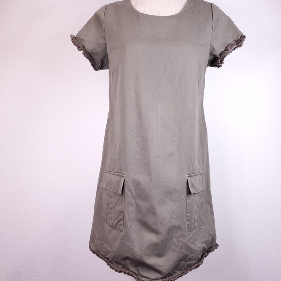 J.O.A. | Dresses | Joa Los Angeles Olive Green Open Back Cotton Dress ...